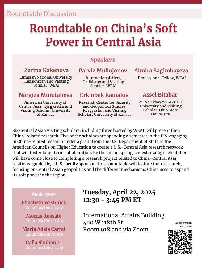 Roundtable on China’s Soft Power in Central Asia | Weatherhead East ...